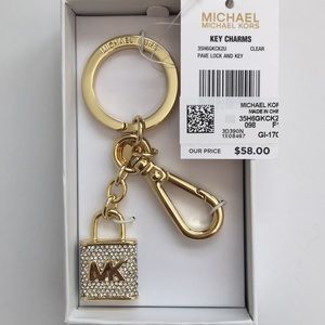 Michael Kors | Accessories | Michael Kors Pave Lock Key Fob Keychain In Gold | Poshmark